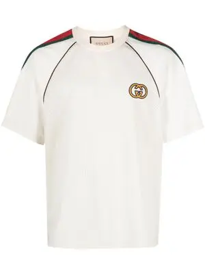 Gucci White Gg Logo Print Mesh T-shirt