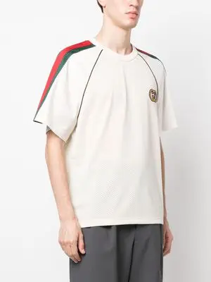 Gucci White Gg Logo Print Mesh T-shirt