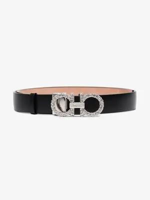 FERRAGAMO Reversible Crystal Logo Belt