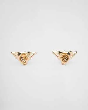 Prada Stud Metal Earrings - Gold