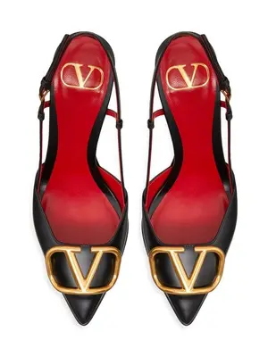 Valentino Garavani Vlogo Signature Calfskin Slingback Platform Pumps 120mm