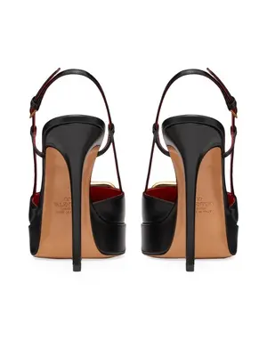 Valentino Garavani Vlogo Signature Calfskin Slingback Platform Pumps 120mm