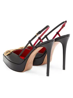 Valentino Garavani Vlogo Signature Calfskin Slingback Platform Pumps 120mm