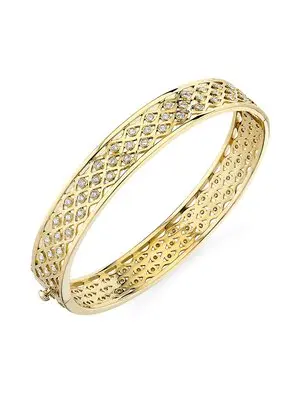 SYDNEY EVAN Women's 14K Yellow Gold & 1.37 TCW Diamond Large Fishnet Bangle - Yellow Gold - Yellow Gold