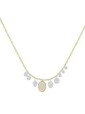 Meira T 14k Yellow Opal & 0.19 Tcw Diamond Charm Necklace - Gold
