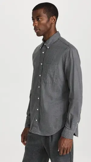 Gitman Bros Classic Cotton Flannel Shirt - Grey