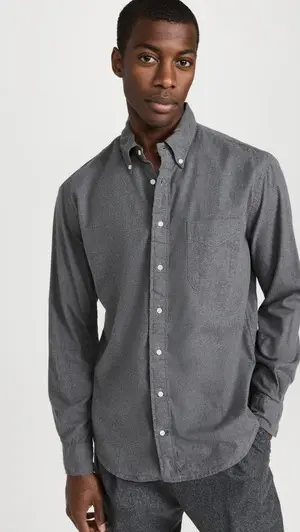 Gitman Bros Classic Cotton Flannel Shirt - Grey