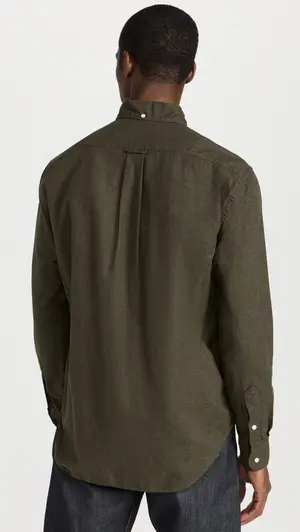 Gitman Bros Classic Cotton Flannel Shirt - Olive