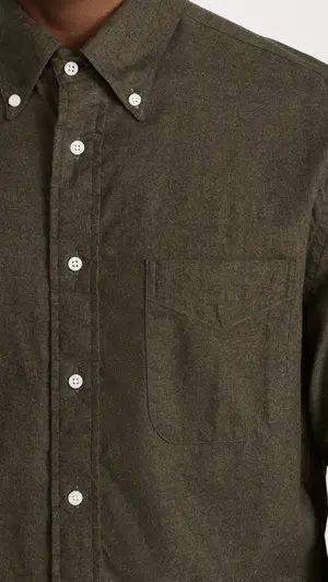 Gitman Bros Classic Cotton Flannel Shirt - Olive