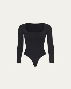 SKIMS Essential Smoothing Scoop-neck Thong Bodysuit