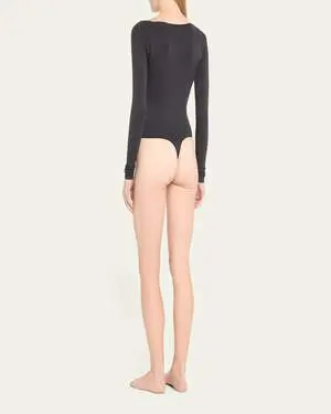 SKIMS Essential Smoothing Scoop-neck Thong Bodysuit