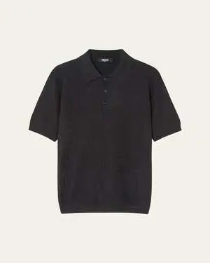 Versace Tonal Barocco Knit Polo Shirt