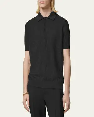 Versace Tonal Barocco Knit Polo Shirt