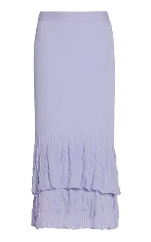 Bottega Veneta Flower-knit Cotton Midi Skirt - Purple
