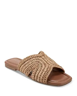 MARC FISHER LTD. Woven Slide Sandals - Light Natrual