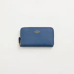 COACH Restored Medium Zip Around Wallet Brass/blue