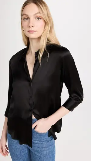 L'Agence Dani 3/4-sleeve Silk Blouse