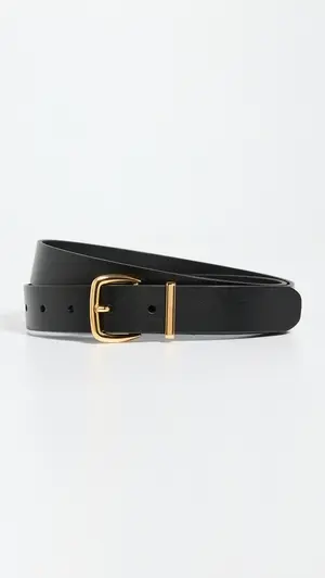 Madewell Leather Belt With Gold-tone Buckle - True Black