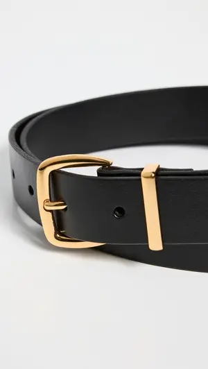 Madewell Leather Belt With Gold-tone Buckle - True Black