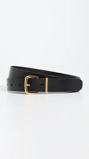 Madewell Leather Belt With Gold-tone Buckle - True Black