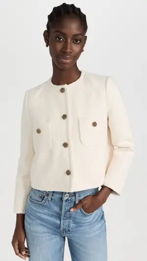 Ba&sh Meredith Tweed Jacket - Ecru
