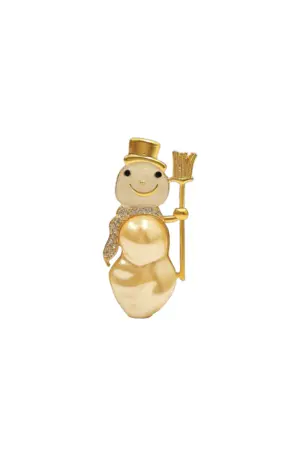 KENNETH JAY LANE Snowman Pin - Lime