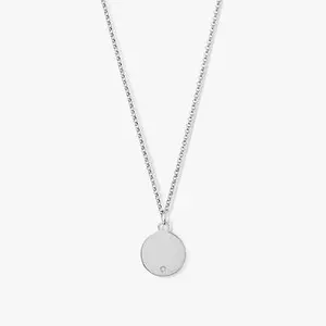 Shinola Diamond Round Plaque Pendant Necklace
