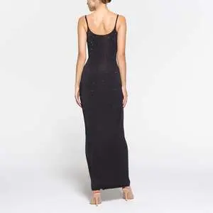 skims x swarovski jelly sheer dress Skims Swarovski X Jelly Sheer Cami Long Dress - Onyx