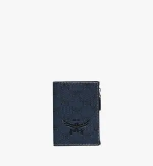 Mcm Himmel Bifold Snap Wallet In Lauretos Navy Blazer