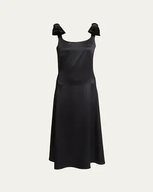 Chloé Wool Silk Satin Tank Top Dress - Black