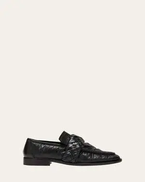 Bottega Veneta Astair Braided Leather Loafers - Black