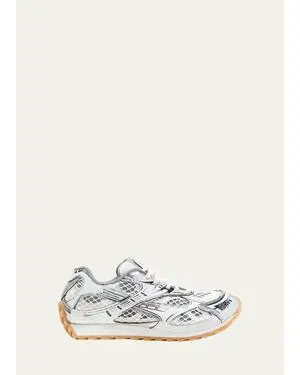 Bottega Veneta Bottega Veneta Orbit Metallic Net Runner Sneakers Silver