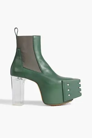 Rick Owens Rick Owens Leather Platform Ankle Boots With Perspex Heel - Emerald
