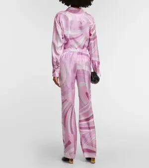 Emilio Pucci Iride Silk Twill Straight Pants