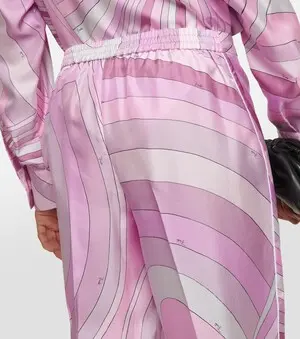Emilio Pucci Iride Silk Twill Straight Pants