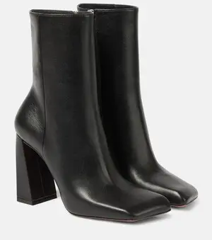 Amina Muaddi Marine 95 Leather Ankle Boots - Black