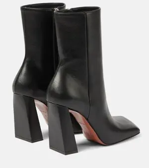 Amina Muaddi Marine 95 Leather Ankle Boots - Black