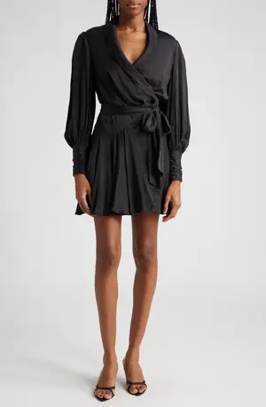 Zimmermann Long Sleeve Silk Wrap Minidress