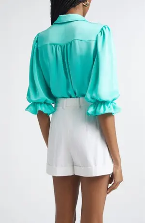 Ramy Brook Dina Matte Satin Bodysuit - Jade