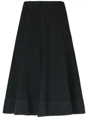 Khaite Lennox Cotton Midi Skirt - Black