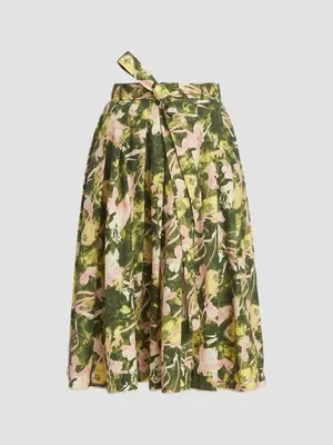 3.1 Phillip Lim Floating Iris Floral A-line Skirt - Olive Floating Iris