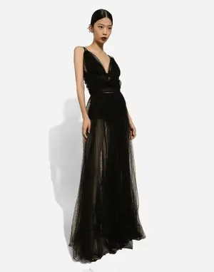 Dolce & Gabbana Long Flocked Lurex Tulle Dress