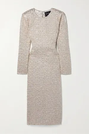 DIMA AYAD Metallic Popcorn Midi Dress