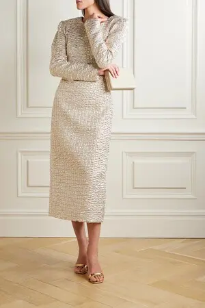DIMA AYAD Metallic Popcorn Midi Dress