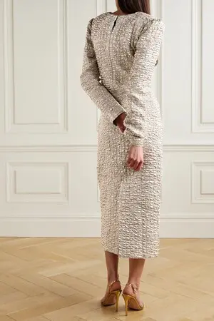 DIMA AYAD Metallic Popcorn Midi Dress