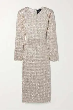 DIMA AYAD Metallic Popcorn Midi Dress