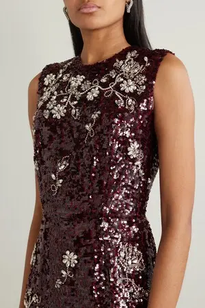 Erdem Embellished Georgette Midi Dress