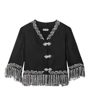 BODE Grenier Fringed Embroidered Silk-twill Jacket