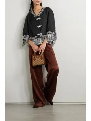 BODE Grenier Fringed Embroidered Silk-twill Jacket