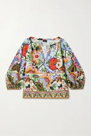 Etro Floral-print Cotton-poplin Blouse